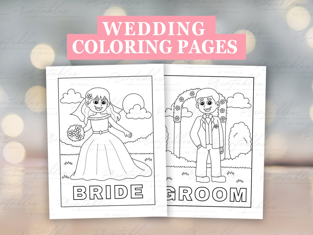 Wedding Coloring and Activity Pages Bride and Groom Colouring - Etsy