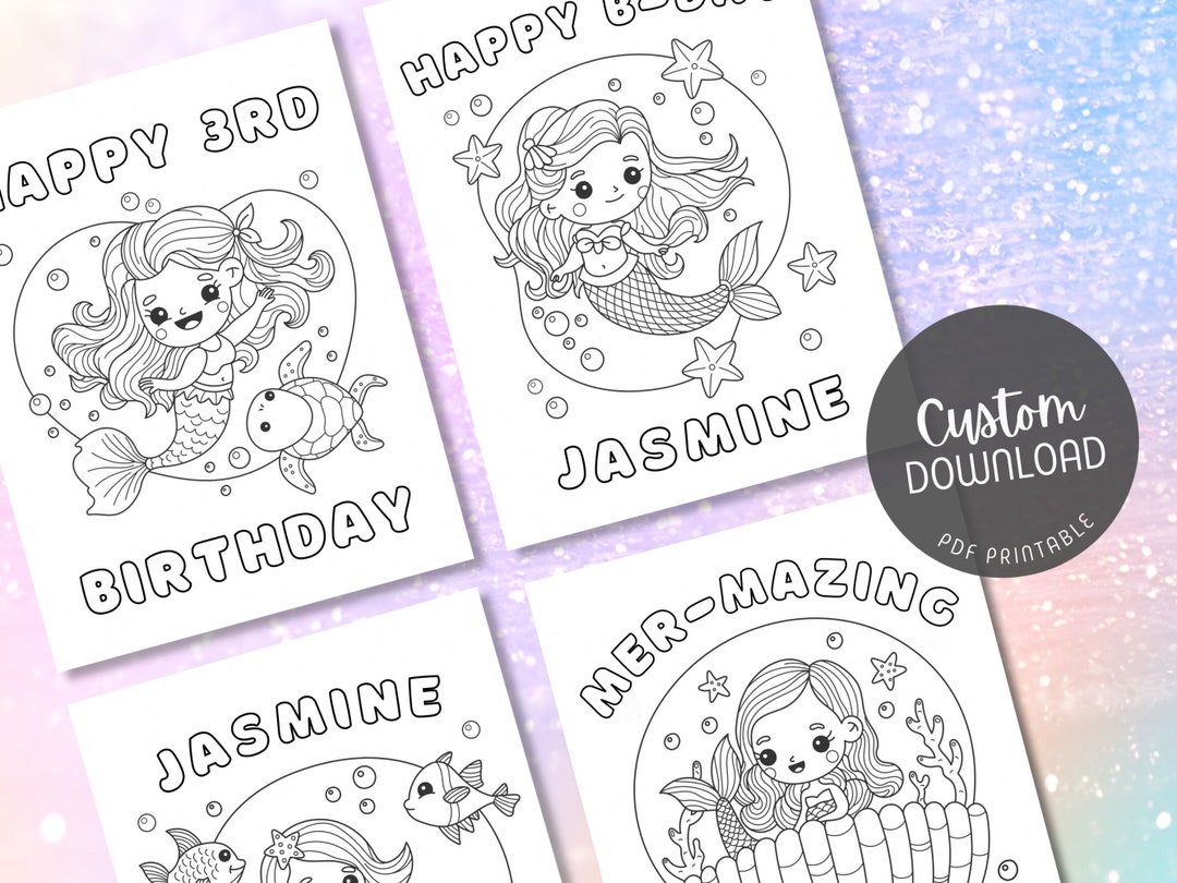 Mermaid Birthday Coloring Pages, Underwater Birthday Coloring Sheets ...