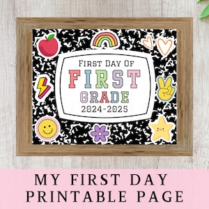 1st Grade First Day Printable Sign - Instant Download - Back to School ...