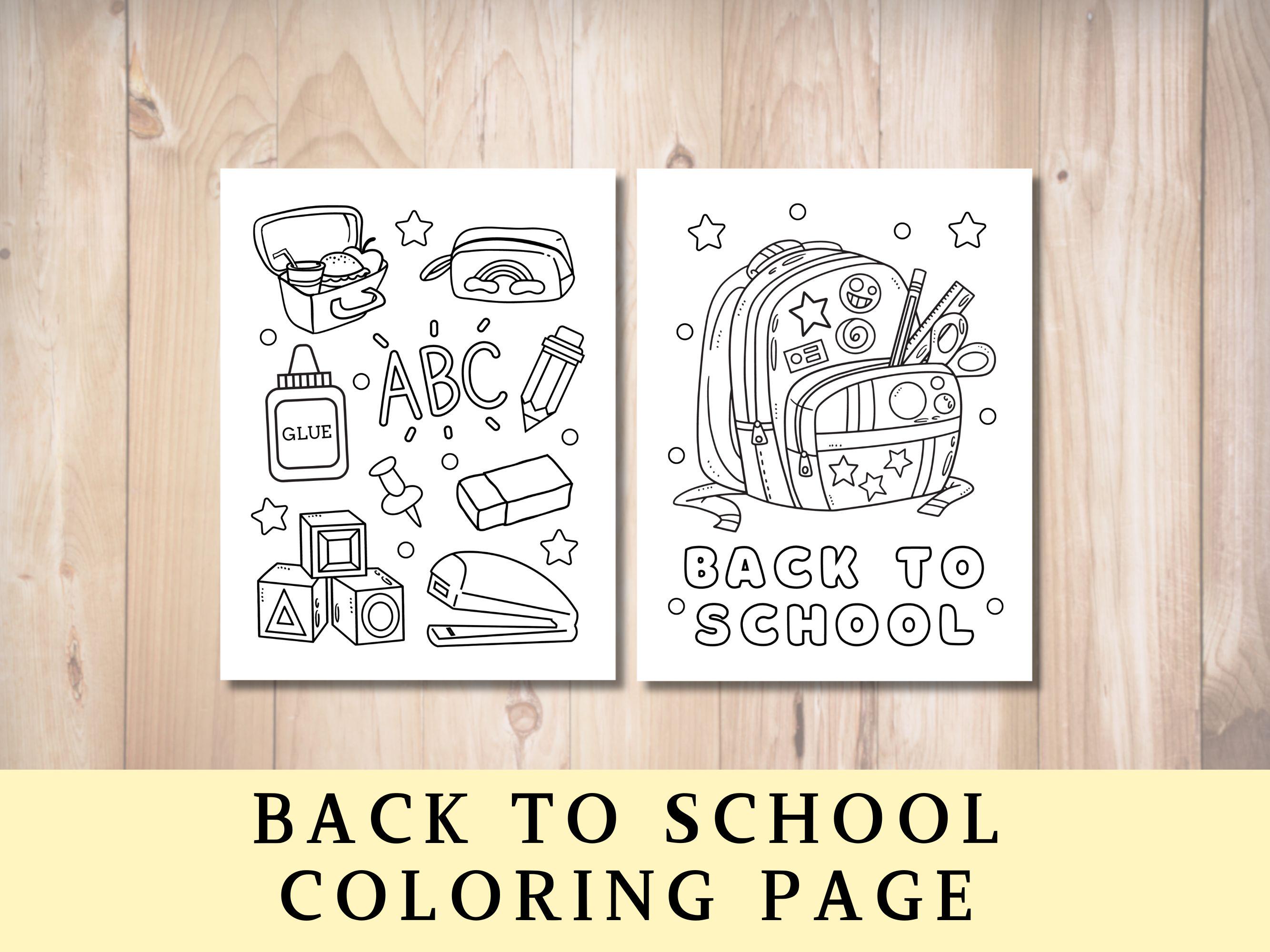 Back to School Coloring Page, School Coloring Pages, School Supplies ...