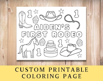 My First Rodeo Coloring Page - Kids Birthday Activity, Cowboy Party ...