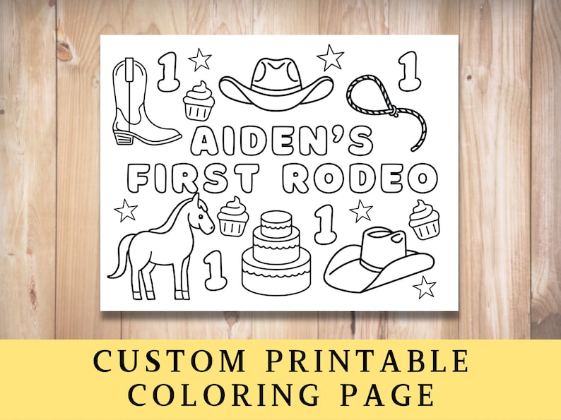 Personalized My First Rodeo Coloring Pages - Kids Birthday Activity ...