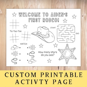 Custom My First Rodeo Activity Page for Kids Birthday Party ...