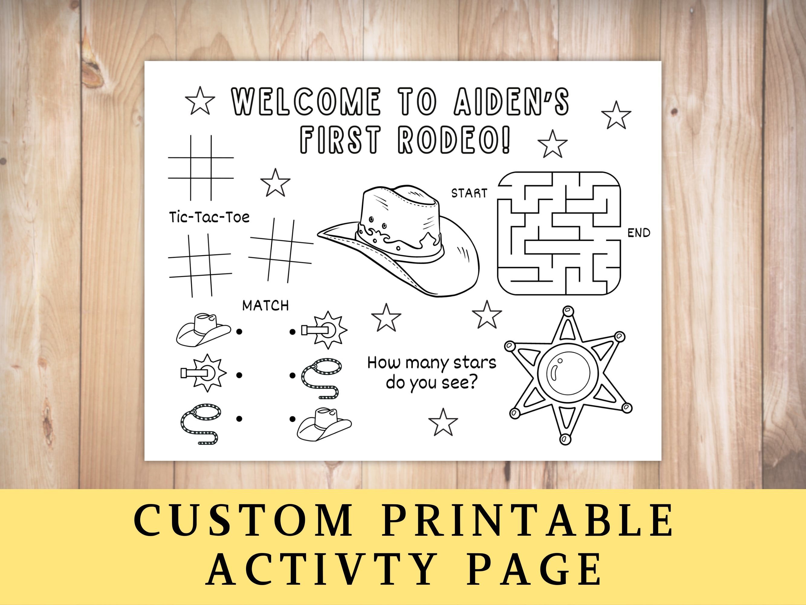 Custom My First Rodeo Activity Page for Kids Birthday Party ...