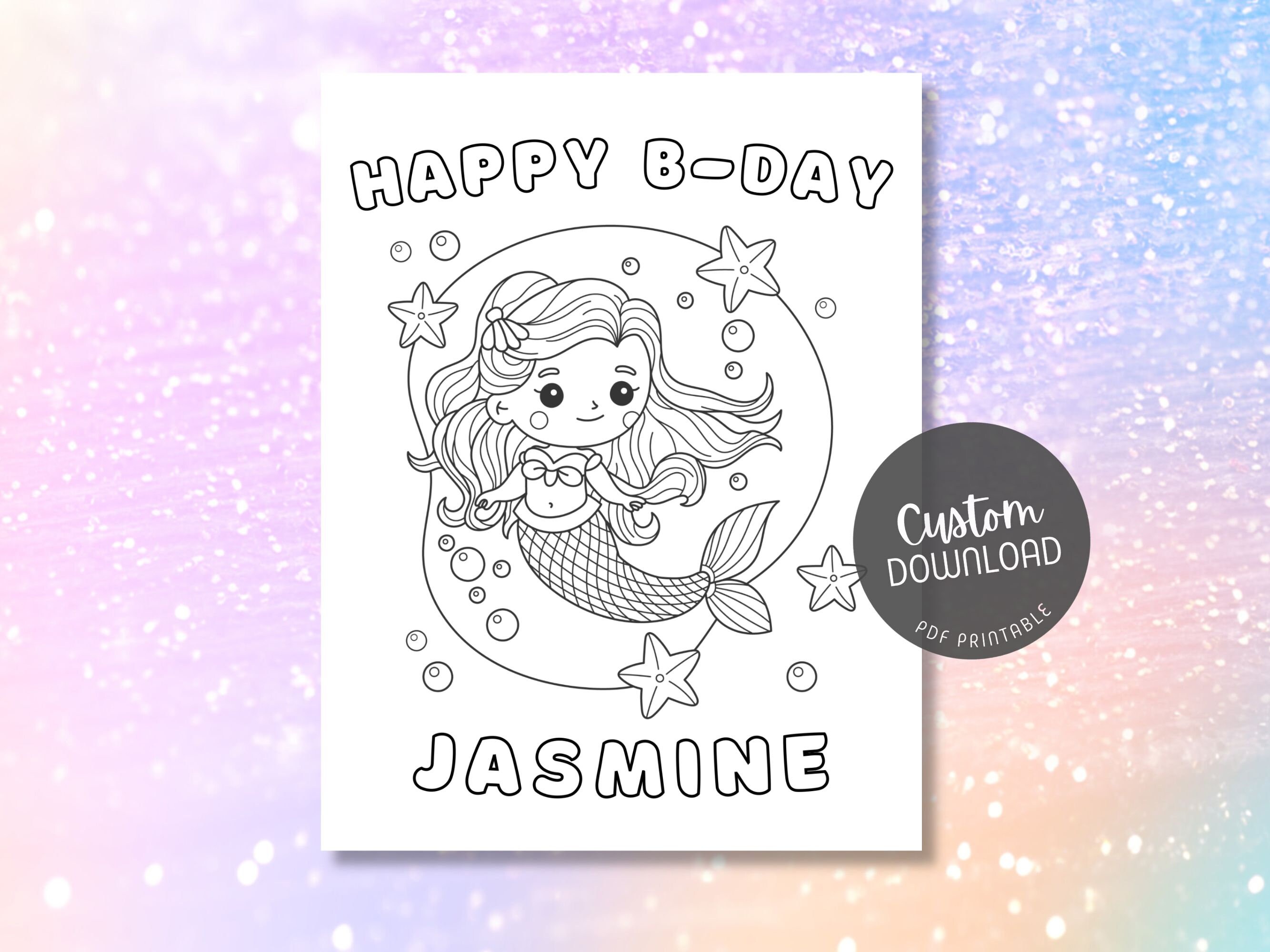 Mermaid Birthday Coloring Pages, Underwater Birthday Coloring Sheets ...
