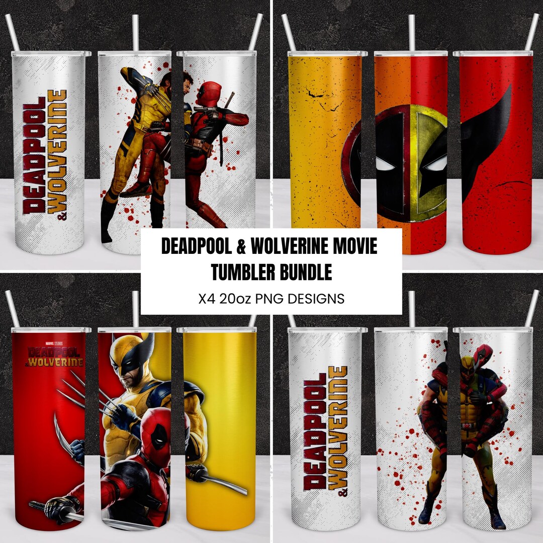 Deadpool & Wolverine Movie Skinny Tumbler Wrap Bundle 20oz Sublimation ...