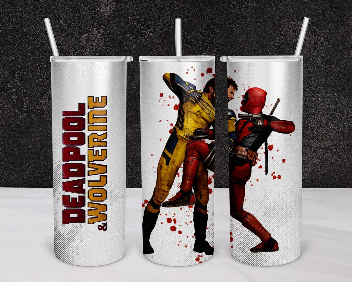 Deadpool & Wolverine Movie Skinny Tumbler Wrap Bundle 20oz Sublimation ...