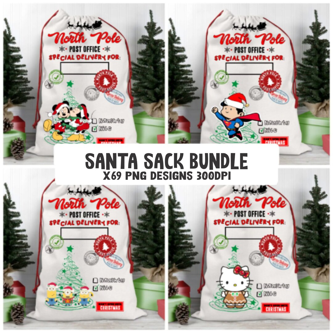 Cartoon Santa Sacks Bundle 69 PNG Sublimation Designs - Etsy
