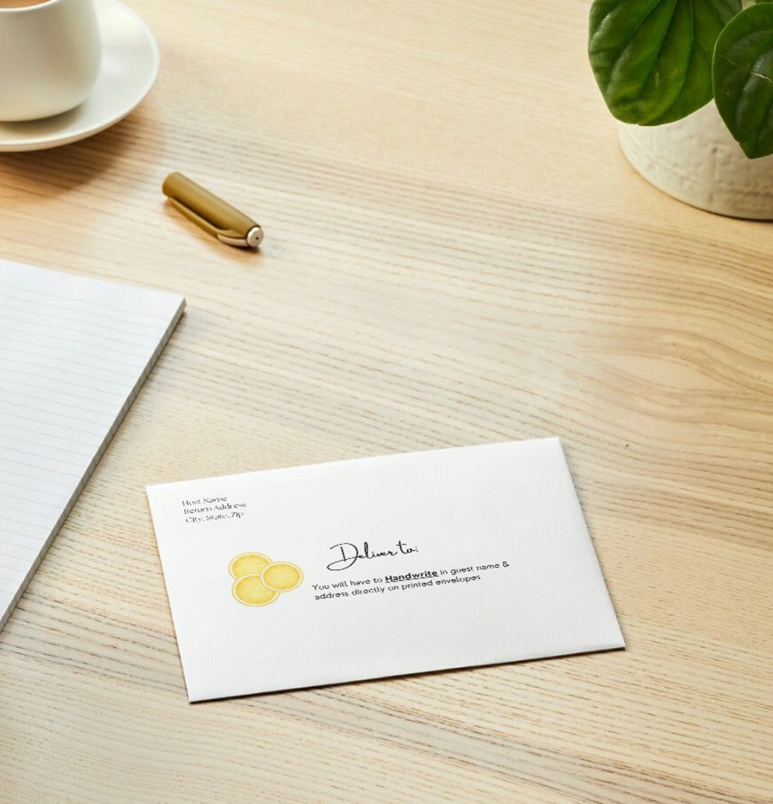 Lemon Spritz Yellow Printed Physical A7 Envelope Garden Lemonade ...