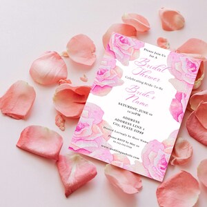 The Camila Hot Pink Elegant Light Pastel Pink Rose Overlay Flower ...