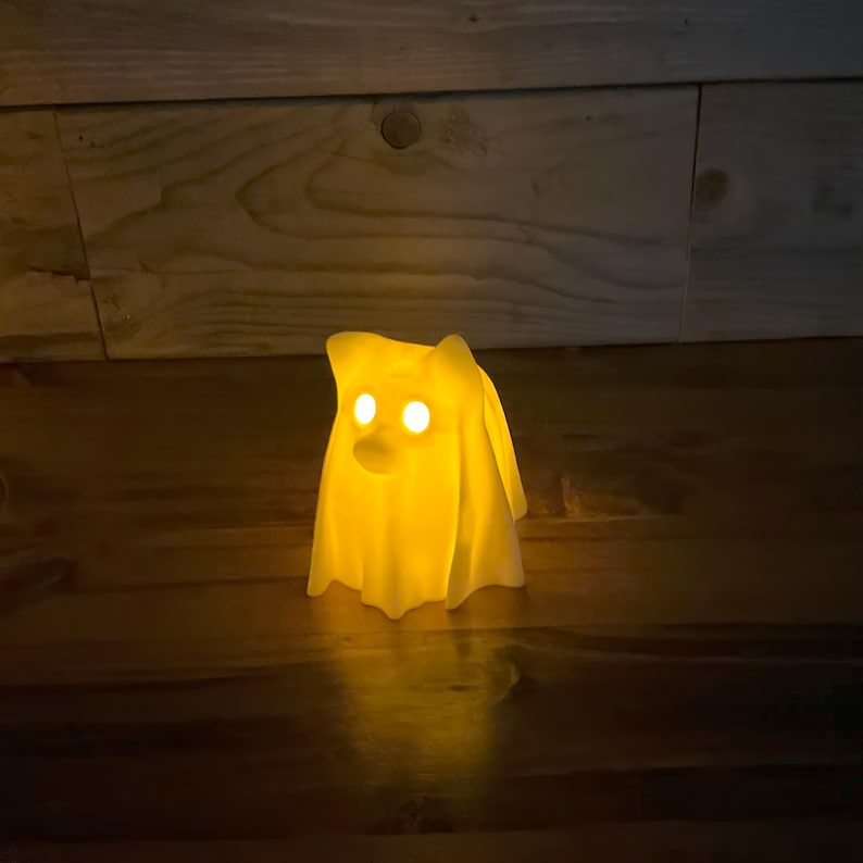 3D Printed Ghost Dog With LED Tea Light - Halloween Decor - Etsy