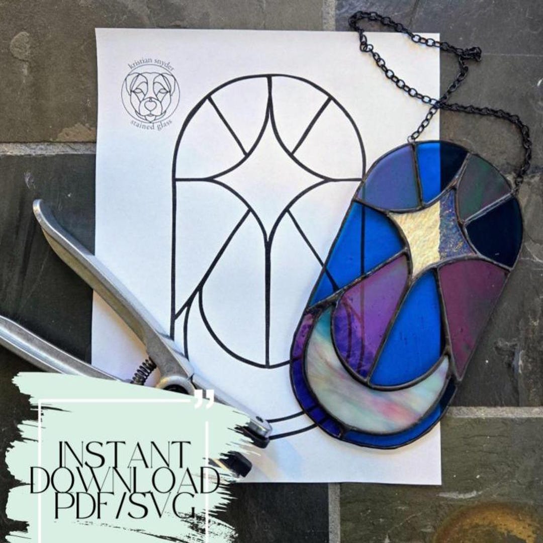 Star and Moon Stained Glass Pattern, Instant Download PDF & SVG - Etsy