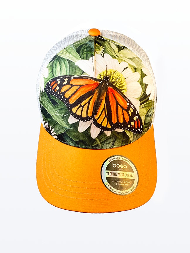 Monarch Butterfly BOCO Technical Trucker Hat With Fine Artist Orange - Etsy
