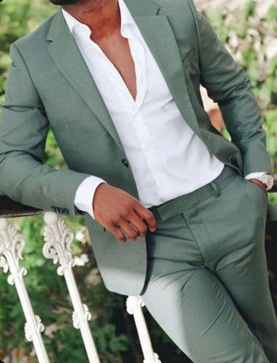 Sage Green Suit: Men's 2-piece Casual Fit Wedding Suit - Etsy