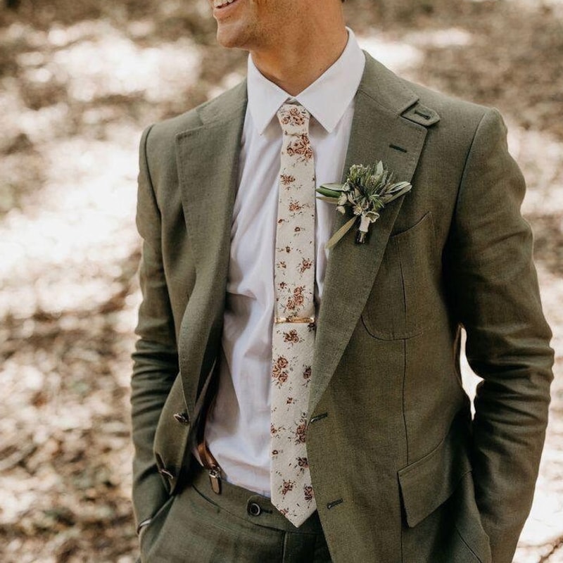 Mens Olive Linen Suit - Etsy