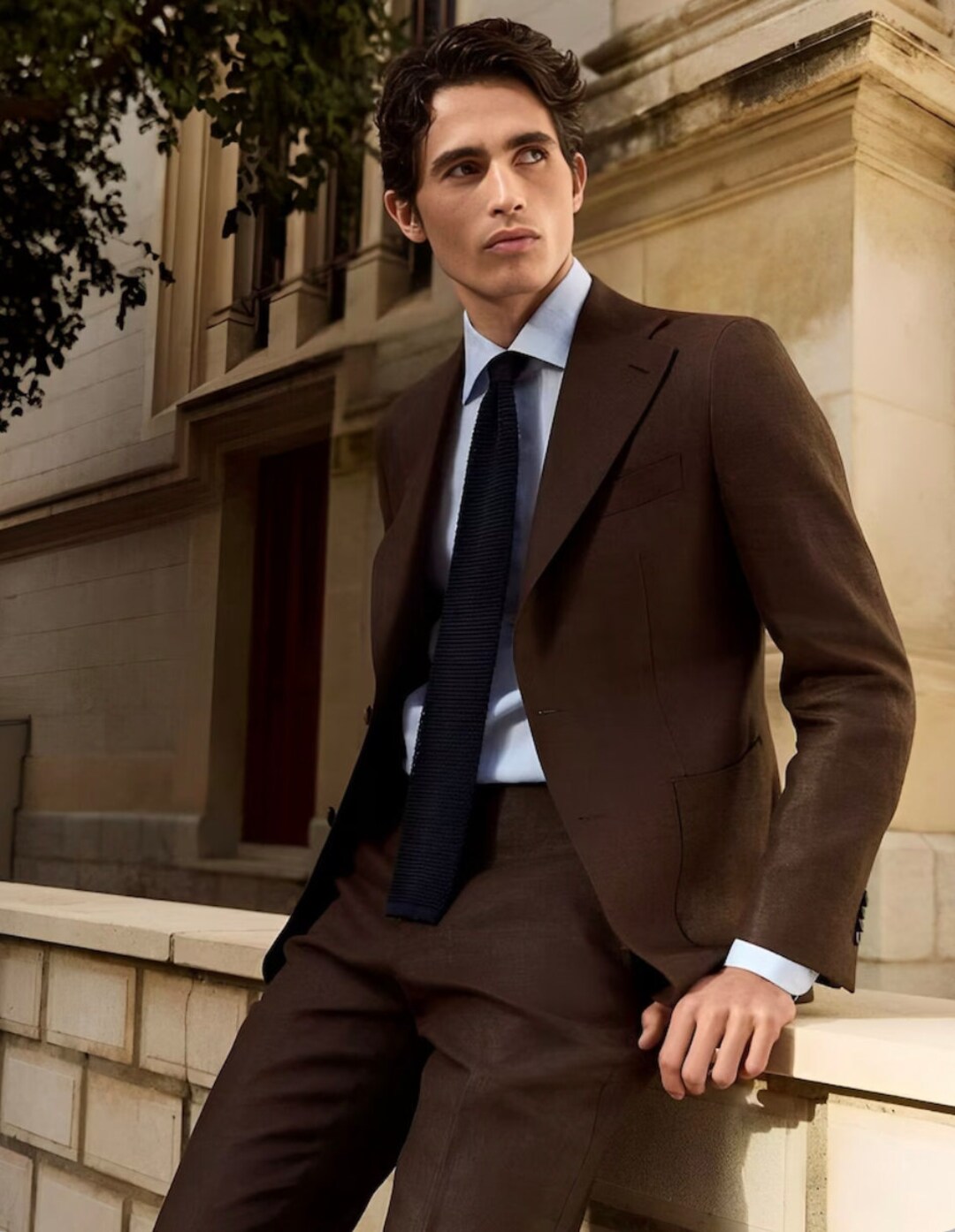 Mens Linen Suits Brown Linen 2 Piece Suits Two Button Linen Suits Men ...