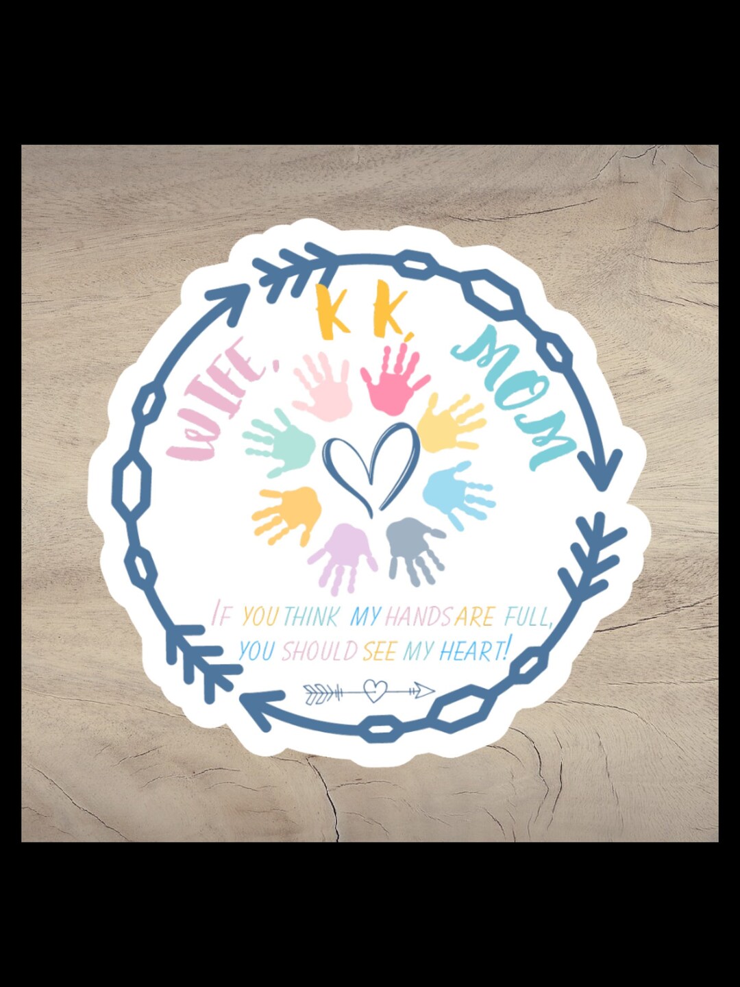 Full Hands and Heart Sticker - NAMES ARE CUSTOMIZABLE - Etsy