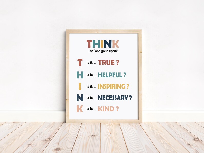 Think Before You Speak Poster,motivational Poster,teacher Office,rules ...