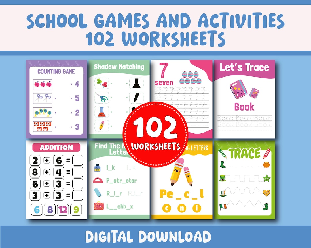 School Games and Activities Bundle, Printable Back to School Games ...