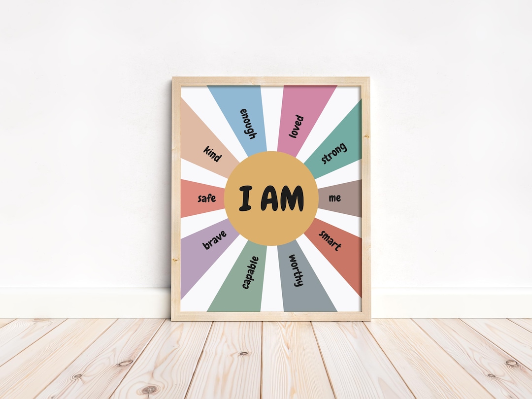 I AM... Poster, Therapy Office Decor, School Counselor Resources, Therapist Wall Art, Positive ...