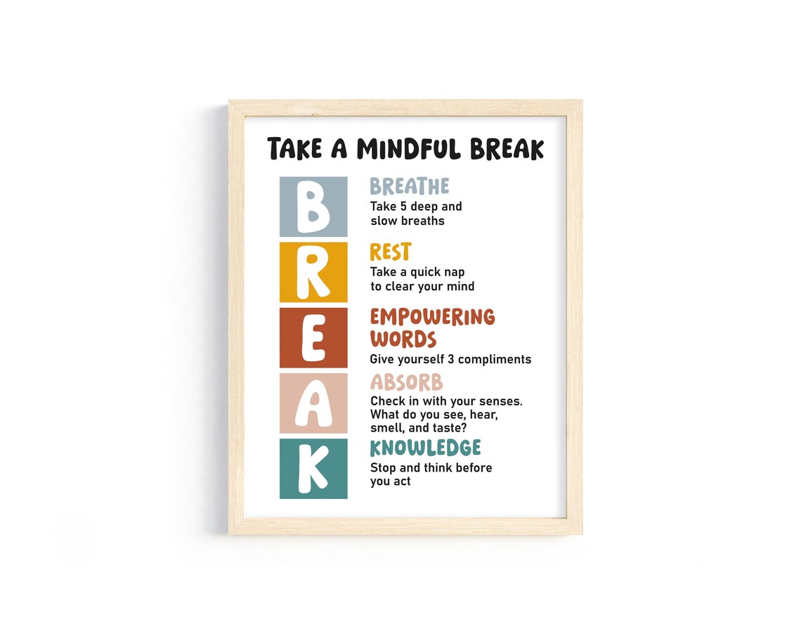 Mindfulness Dıgıtal Print Mental Health Poster Therapy Office Decor ...