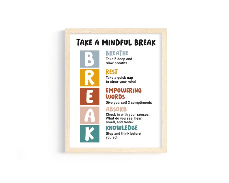 Mindfulness Dıgıtal Print Mental Health Poster Therapy Office Decor ...