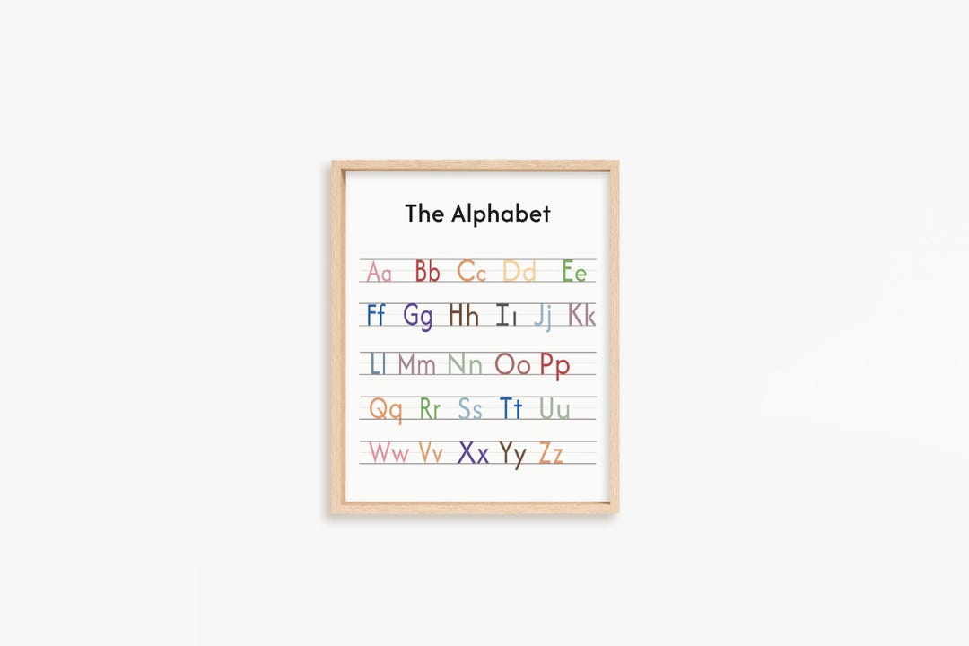 Rainbow Alphabet Poster, Handwriting Chart Print, Educational Wall Art ...