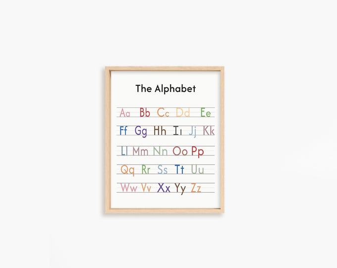 Watercolour Rainbow Alphabet Poster, Handwriting Chart Print, Rainbow ...