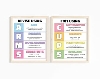 Cups and Arms Writing Strategy Posters | Editing and Revising Posters ...