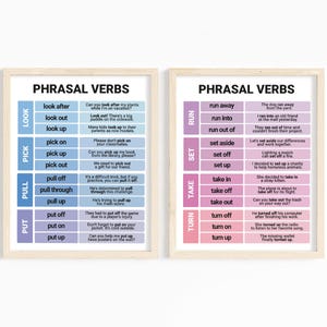 PHRASAL VERBS Set of 4 Posters, Learn English Vocabulary, Grammar Chart ...