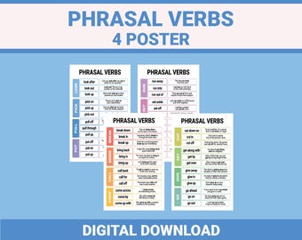 PHRASAL VERBS Set of 4 Posters, Learn English Vocabulary, Grammar Chart ...
