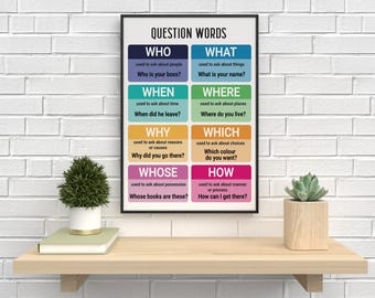 QUESTION WORDS POSTER, English Language, Grammar Chart, English ...