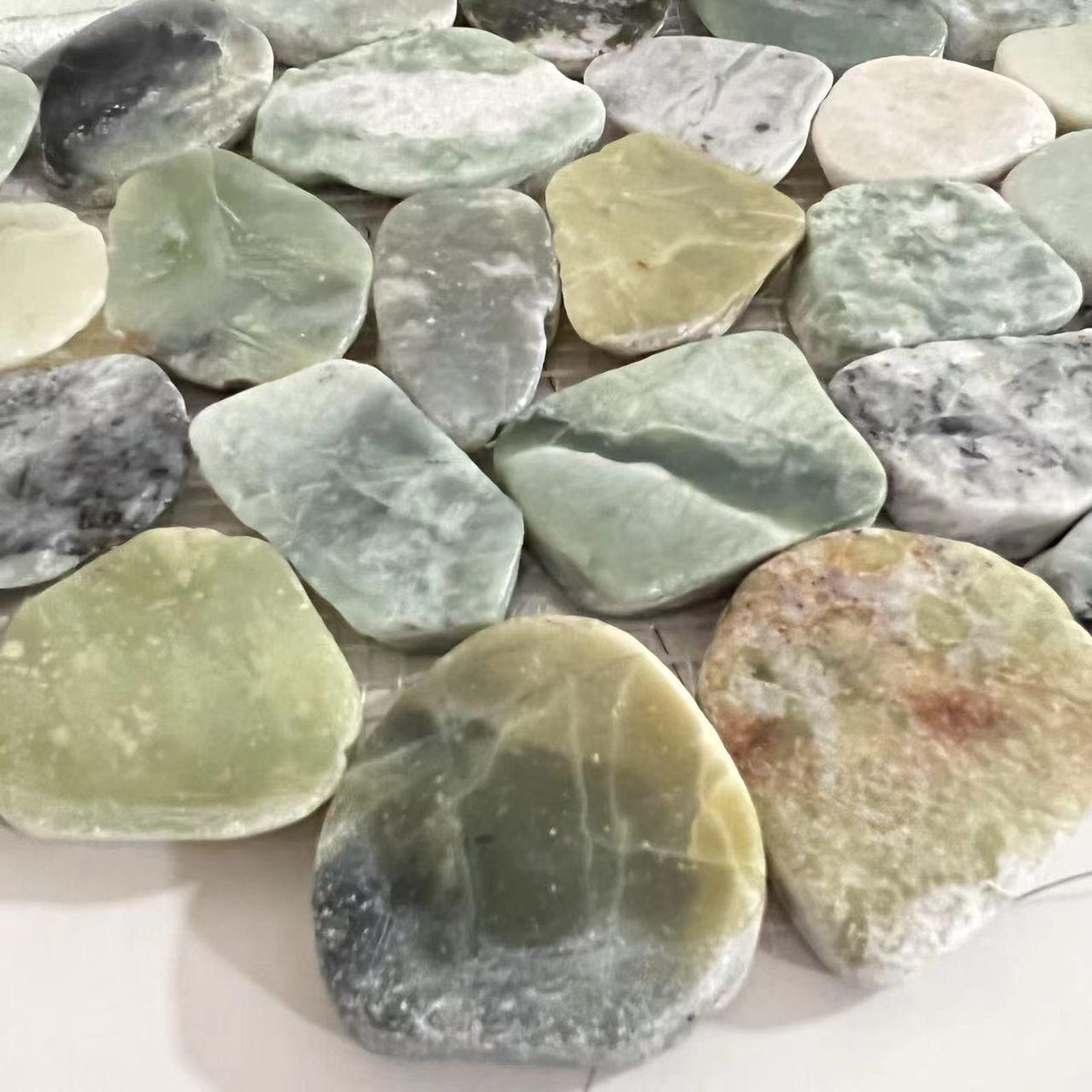 Green Flat Jade Pebble Mosaic 12” X 12” - Etsy