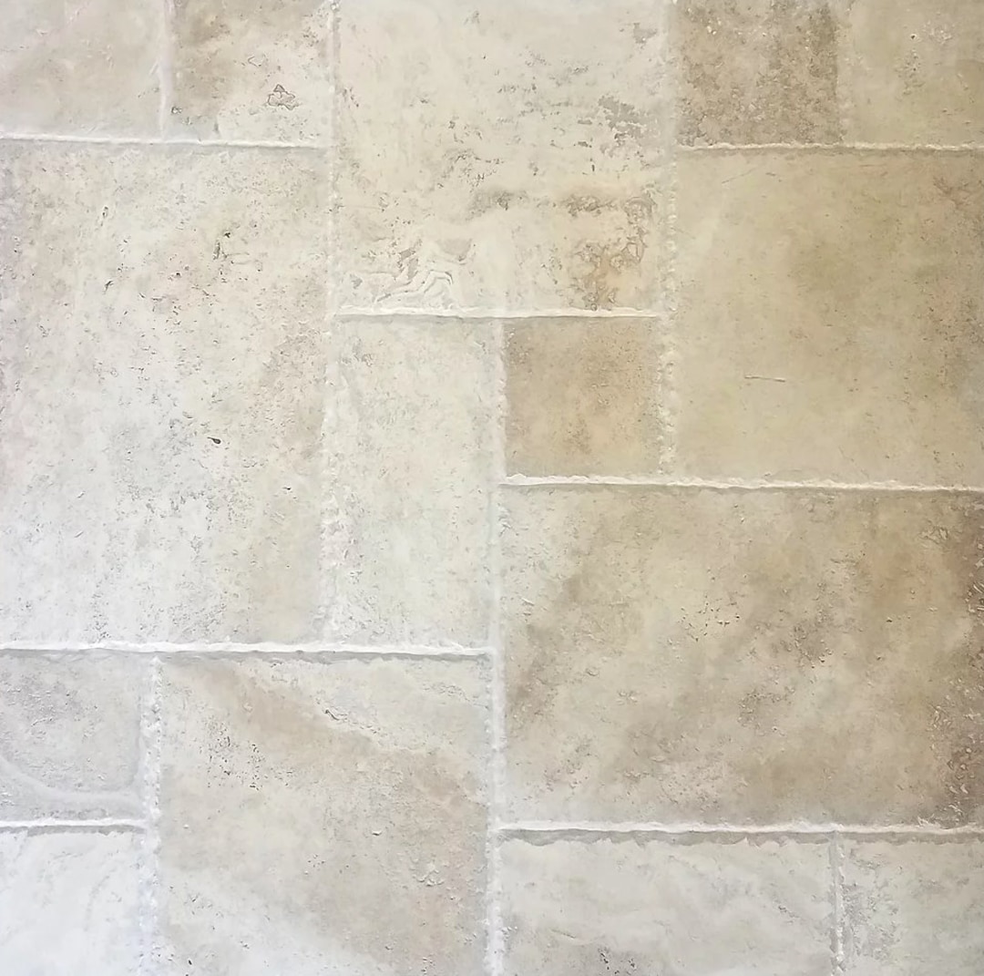 Ivory Travertine Brushed & Chiseled Versailles Floor Tile - Etsy