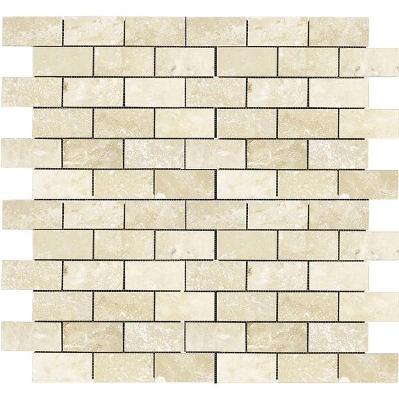 Ivory Travertine Honed Brick Mosaic Wall and Floor Tile - Etsy
