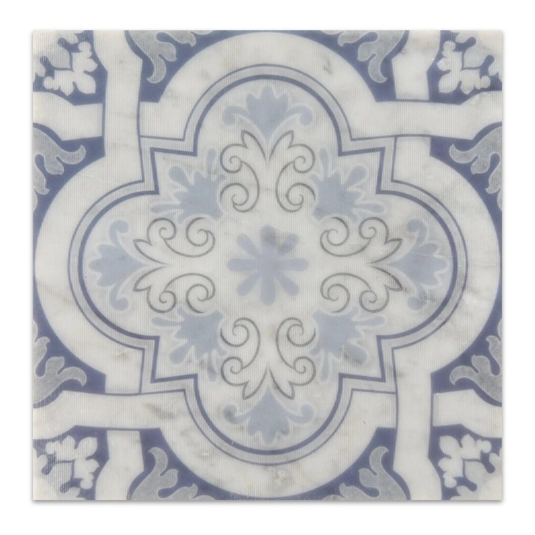 Serene Crest Carrara Blue Marble 6”x6” Laser Engraved Tile - Etsy