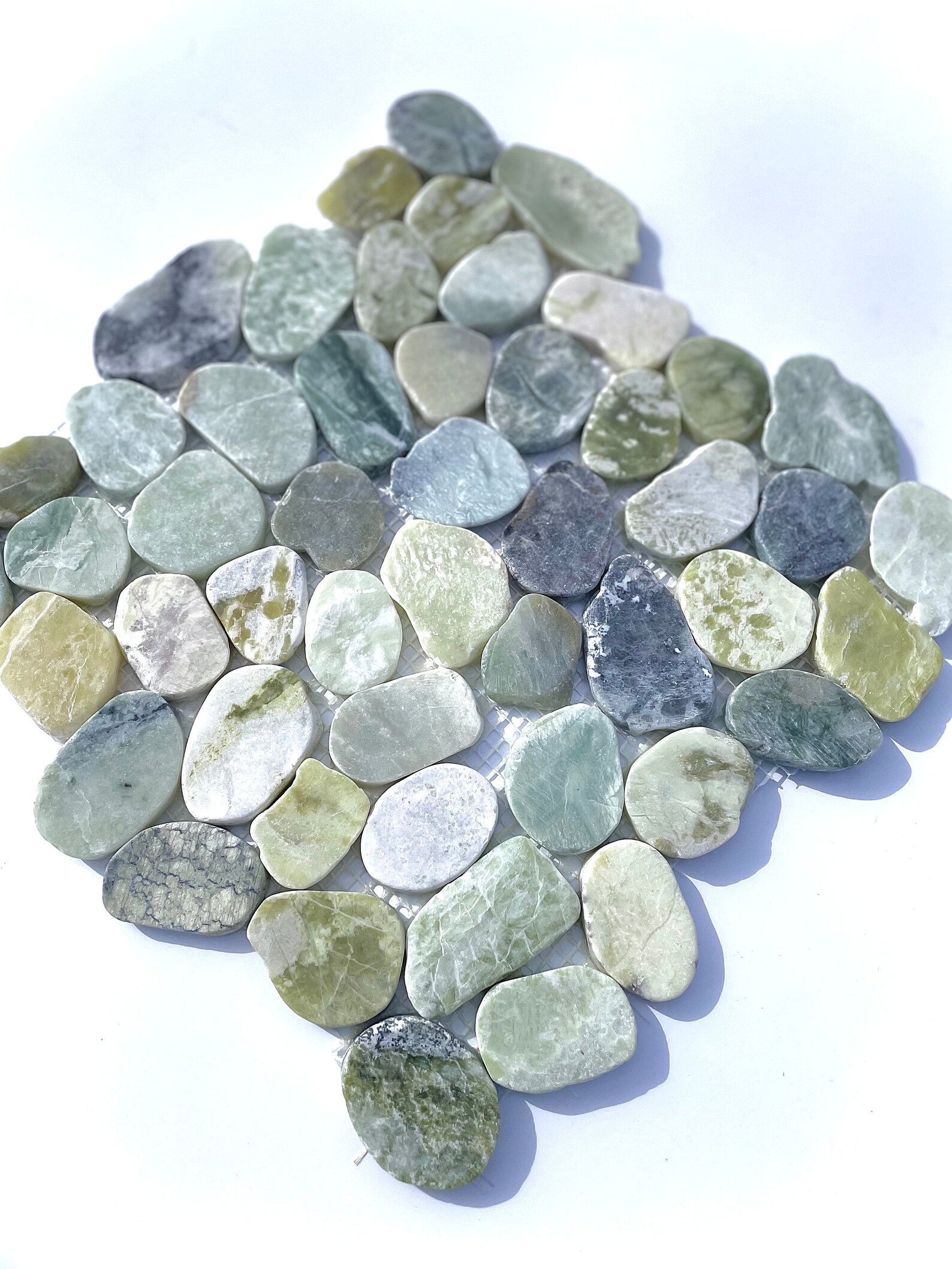 Green Flat Jade Pebble Mosaic 12” X 12” - Etsy
