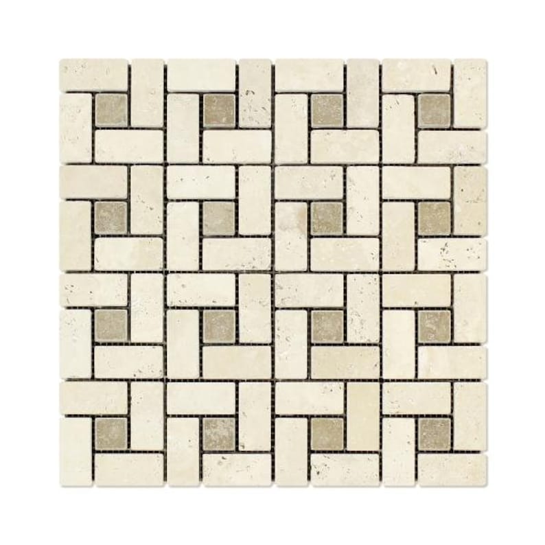 Ivory Travertine Tumbled Pinwheel Mosaic Tile - Etsy