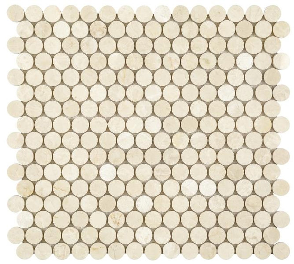 Noble White Cream Penny Round Mosaic Tile - Etsy