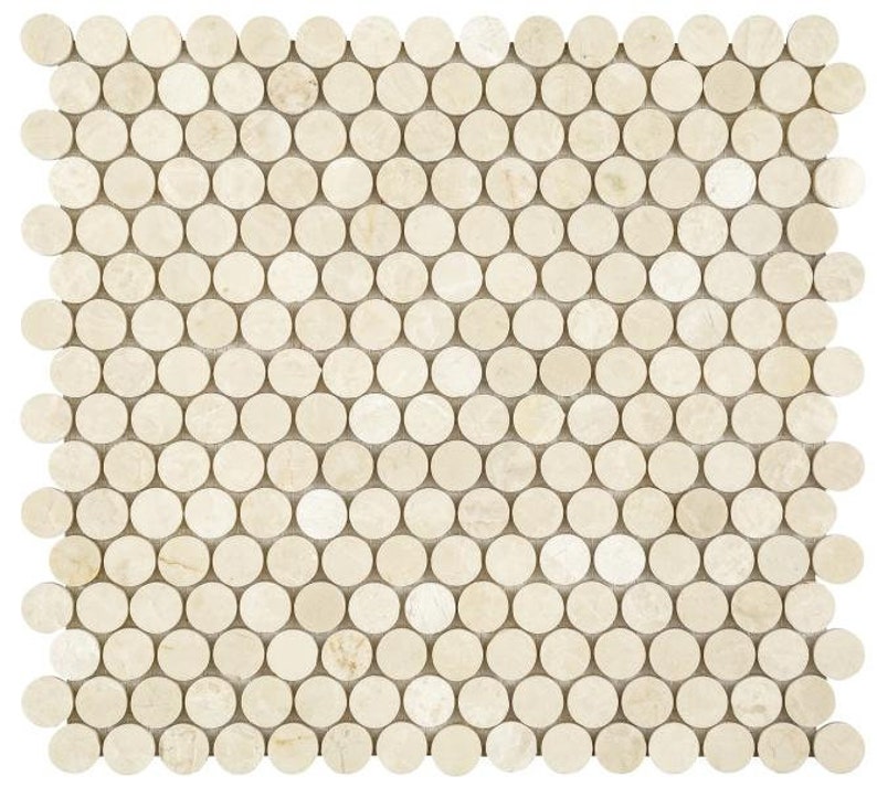 Noble White Cream Penny Round Mosaic Tile - Etsy