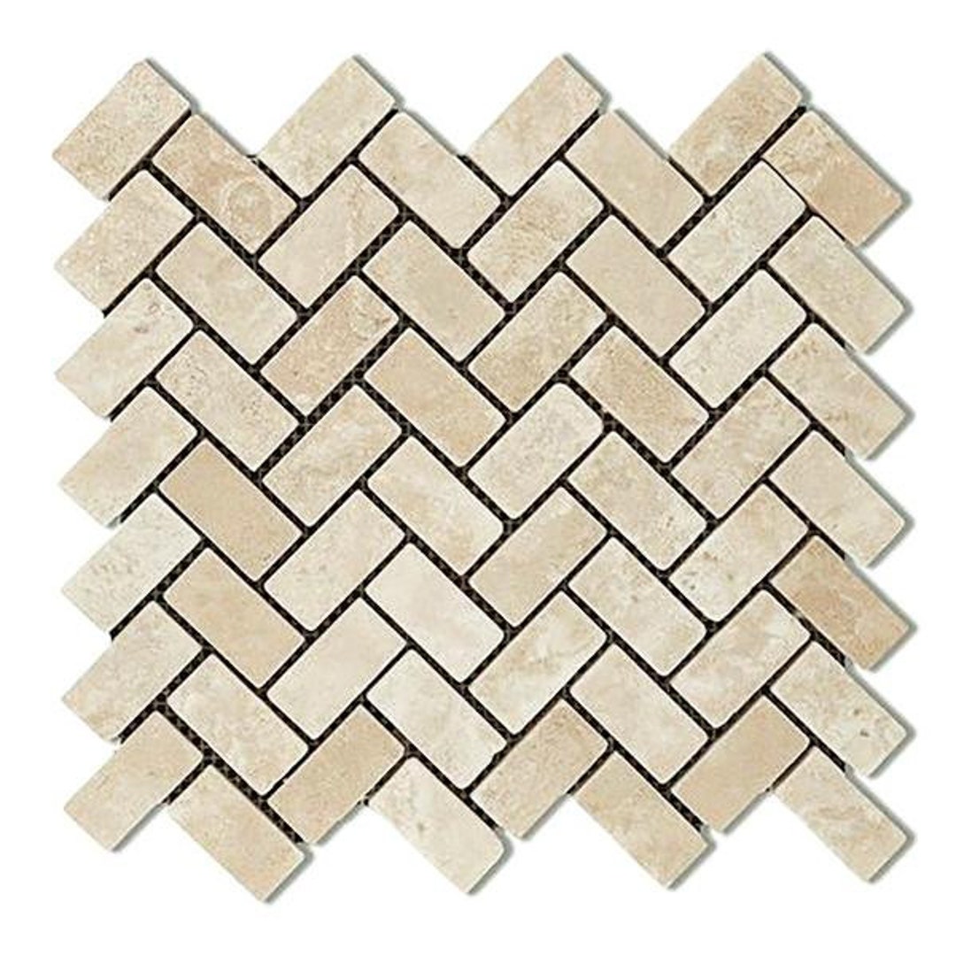 Durango Cream Tumbled Herringbone Mosaic Tile 1x2” - Etsy