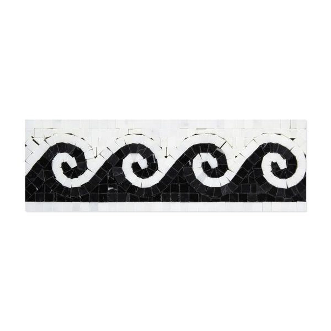 Oriental White Wave Border W/ Black Dots 3 7/8x12” - Etsy