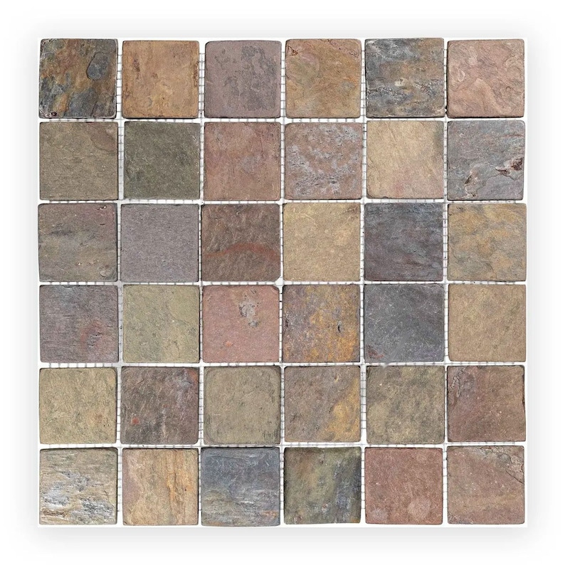 Rainbow Slate Wall and Floor Square Mosaic Tile - Etsy