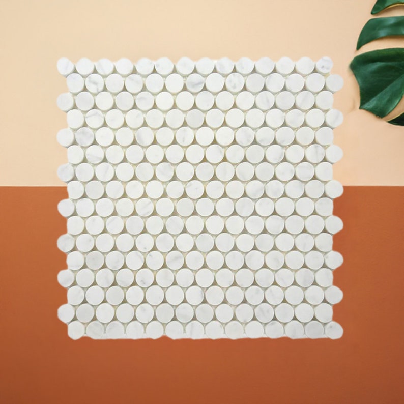 Carrara Italian Penny Round Mosaic Backsplash Wall Tile - Etsy