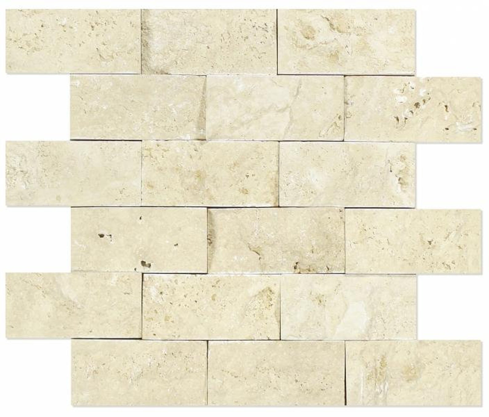 Ivory Travertine Split Faced Brick Mosaic Tile - Etsy