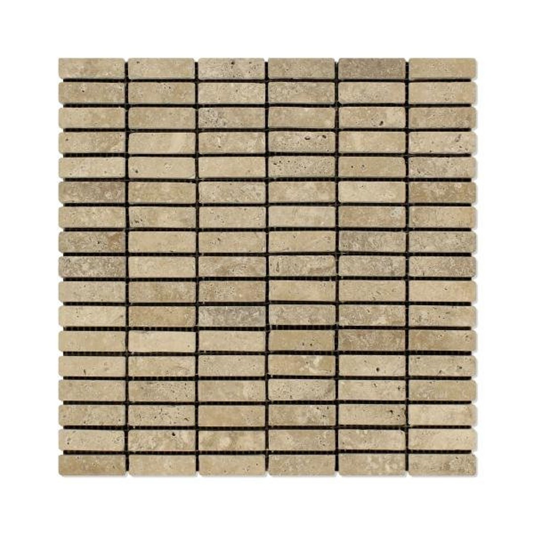 Noce Travertine Tumbled Single Strip Mosaic Tile 5/8x2 3/8 - Etsy