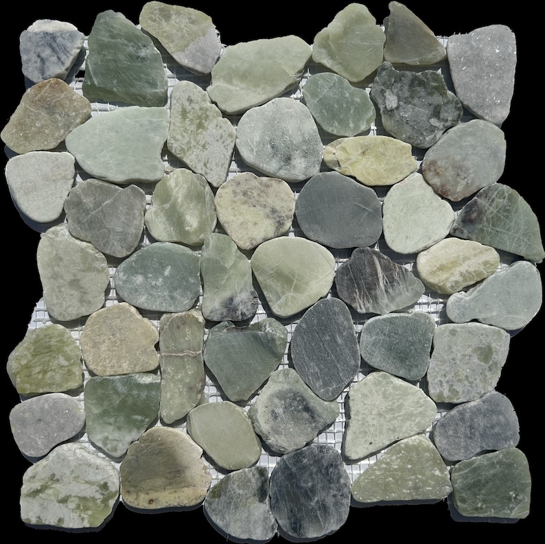 Green Flat Jade Pebble Mosaic 12” X 12” - Etsy