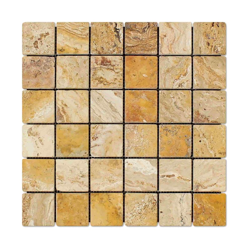 Valencia Travertine Tumbled Square Mosaic Tile 2x2” - Etsy