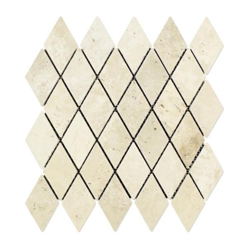Ivory Travertine Tumbled Diamond Mosaic Tile - Etsy
