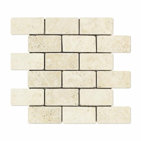 Ivory Travertine Tumbled Brick Mosaic Tile - Etsy